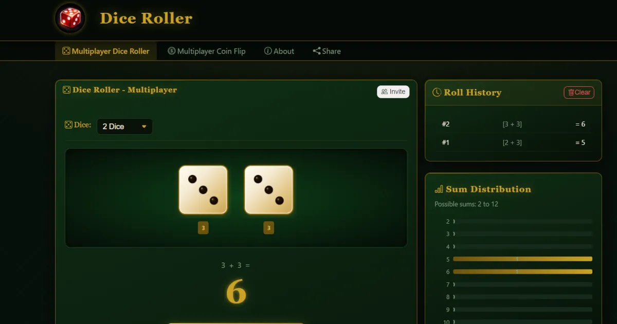 Dice Roller | Online Dice Roller